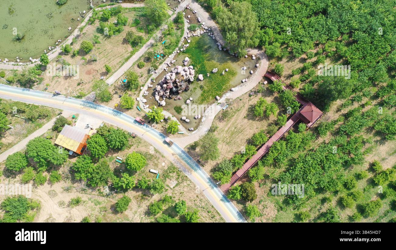 Aerial photo shows the Yanling colorful earth sightseeing and leisure ...