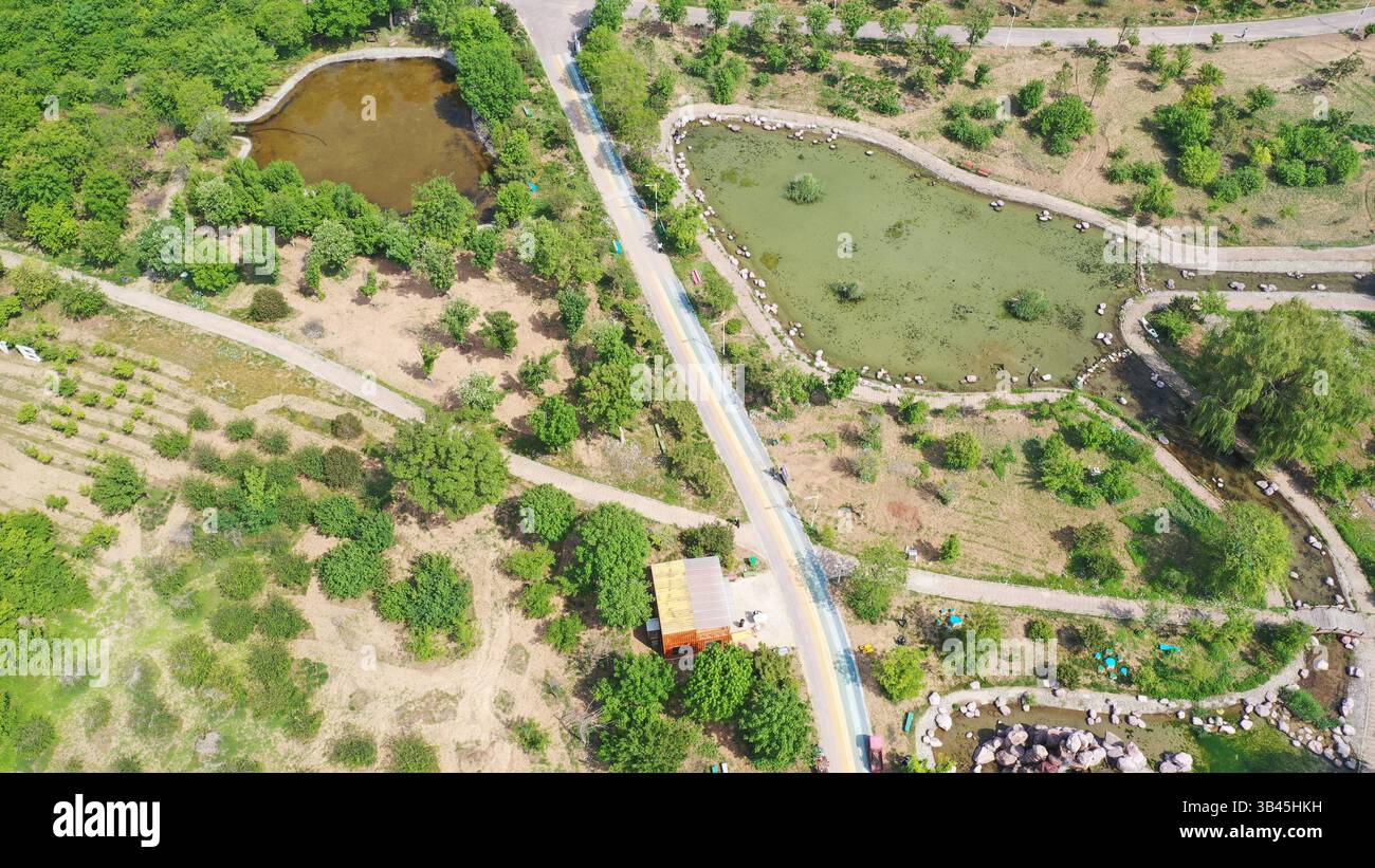 Aerial photo shows the Yanling colorful earth sightseeing and leisure ...