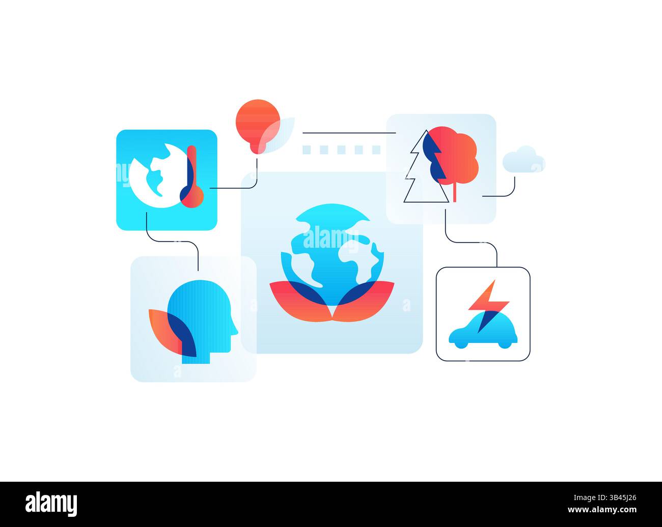 Environmental problems and ecology - flat design style illustration ...