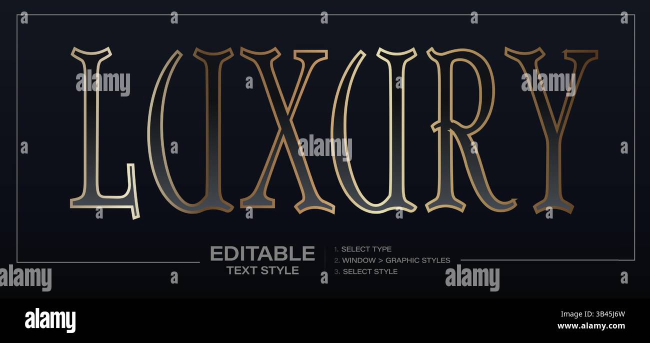 Luxury Gold Gradient Serif Font with Editable Text Style on Dark ...