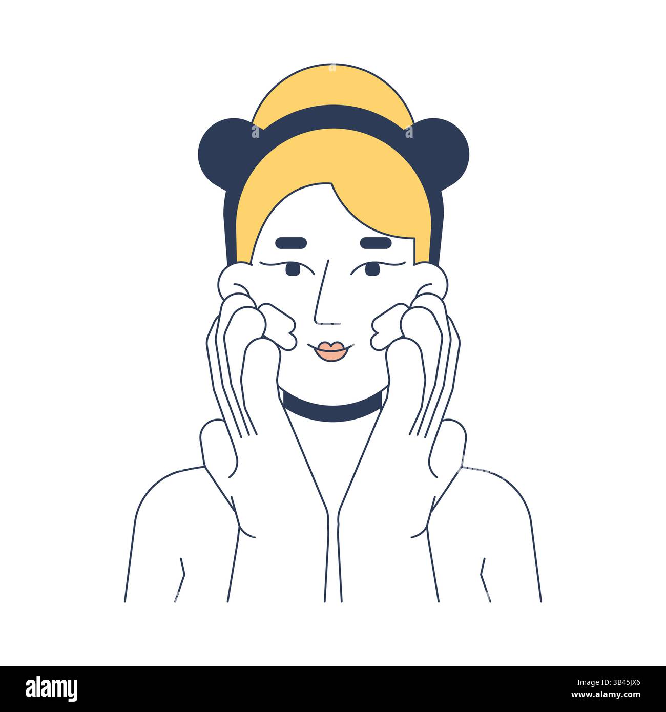 Blonde woman applying cream to face 2D vector illustration Stock Vector ...