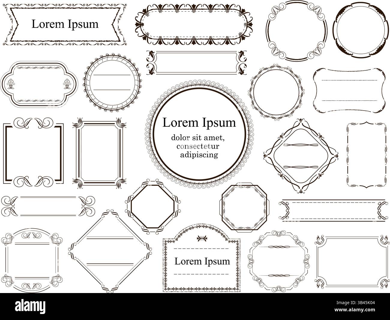 Monochrome Vintage Frames And Borders Set Isolated On A White ...