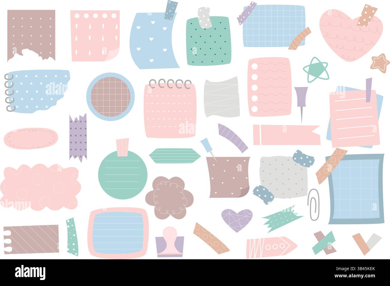 Cute paper notes in doodle sketch style. Paper Memos and stickers ...