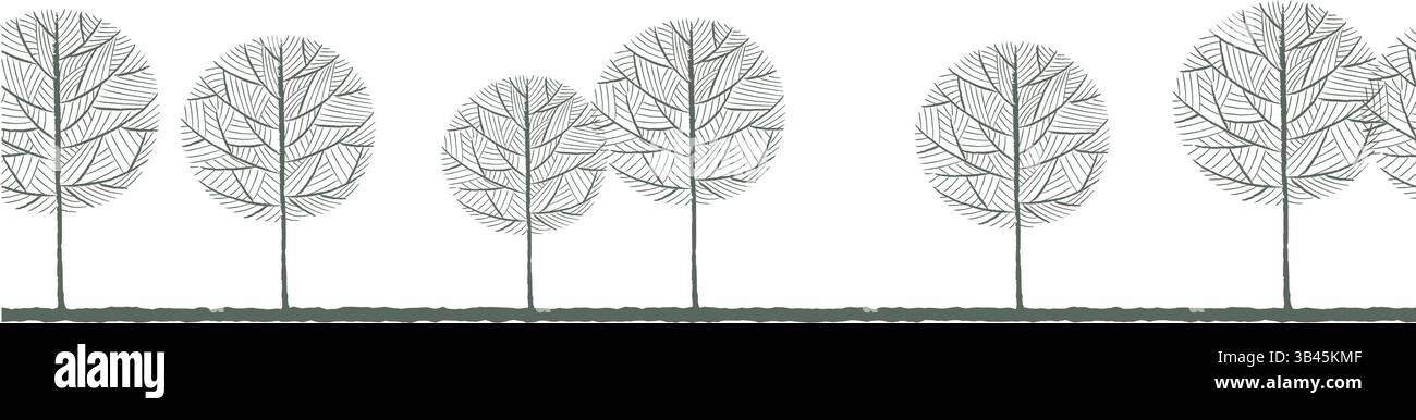 Row of trees at roadside Stock Vector Images - Alamy