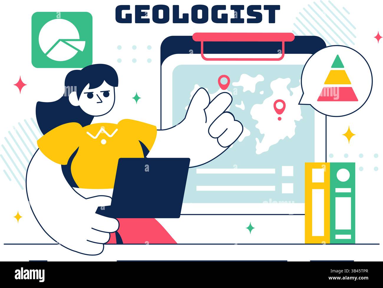 Geologist Illustration Featuring Soil Analysis and Earth's Surface ...