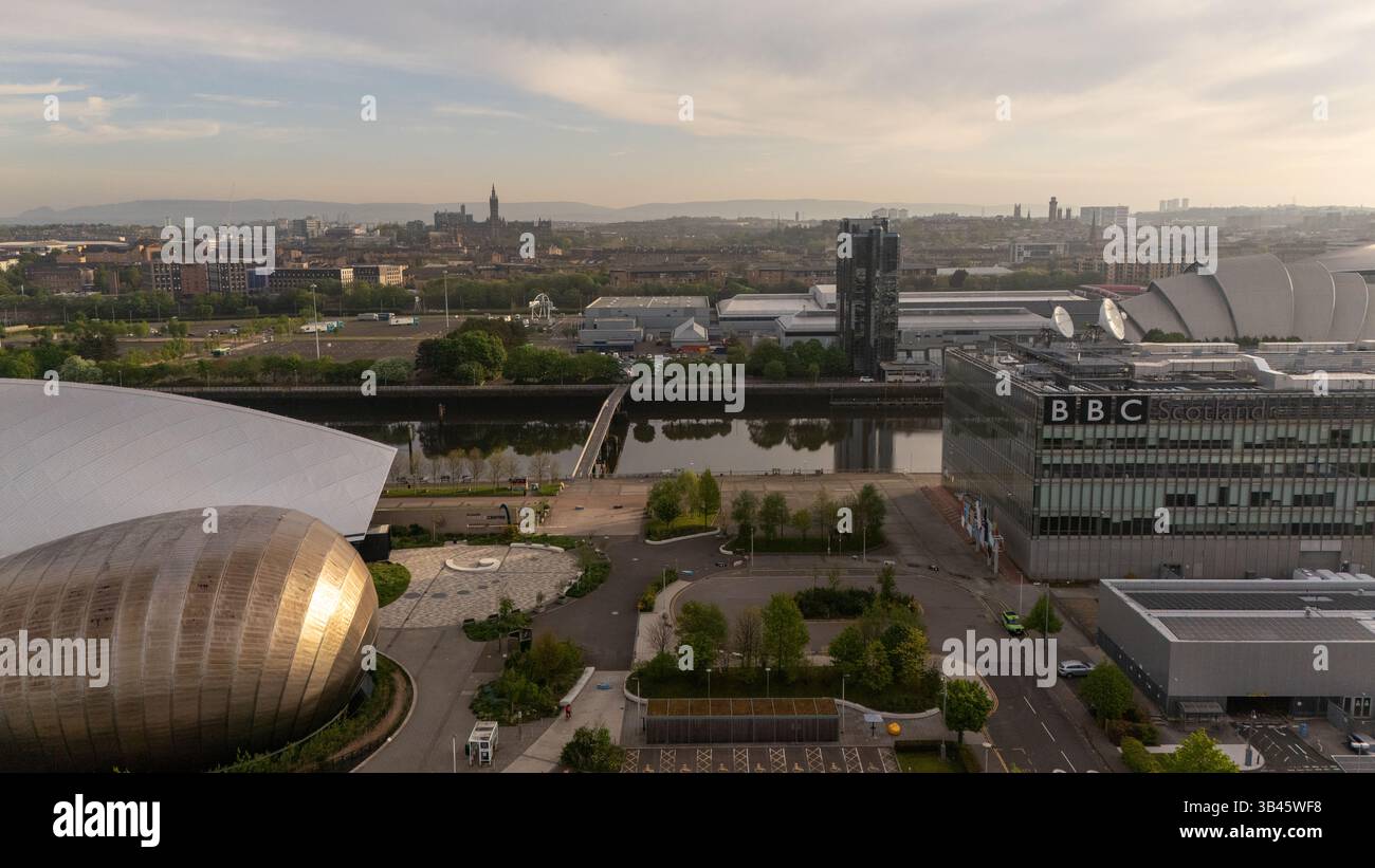 Ariel view of Glasgow with the hydro, bbc building & sec Stock Photo ...