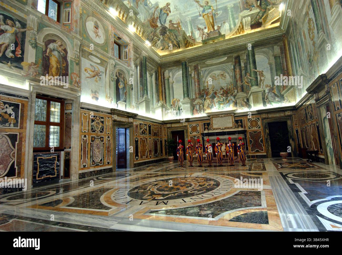 Swiss guards in the Clementine hall at the second floor of the ...