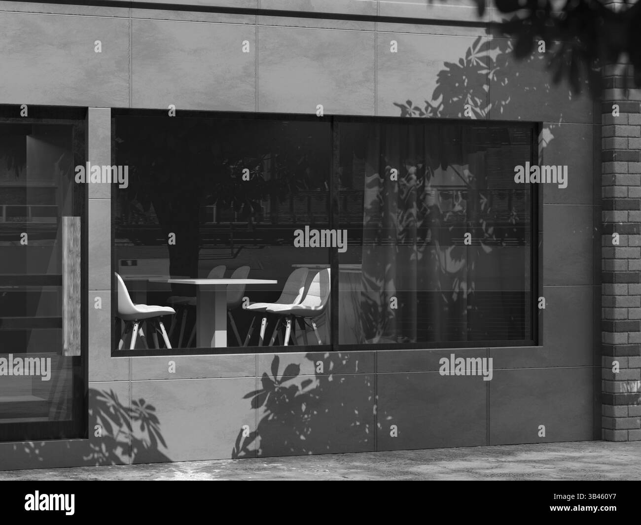 Restaurant and Cafe Window Realistic 3D Rendering Stock Photo - Alamy