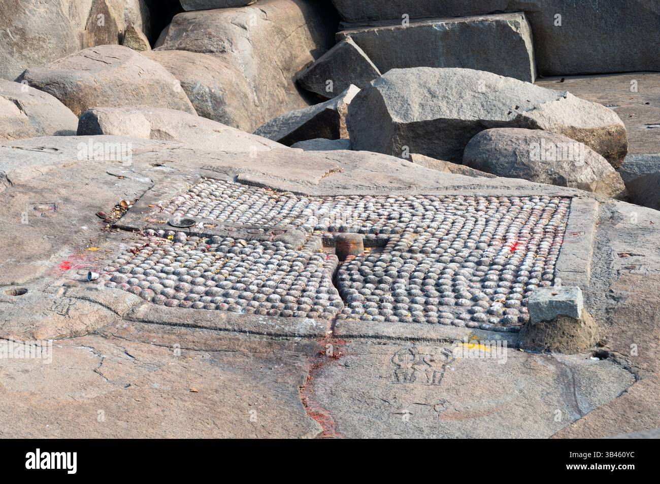 Religious place to worship hindu gods in the boulders of Hampi, ritual ...