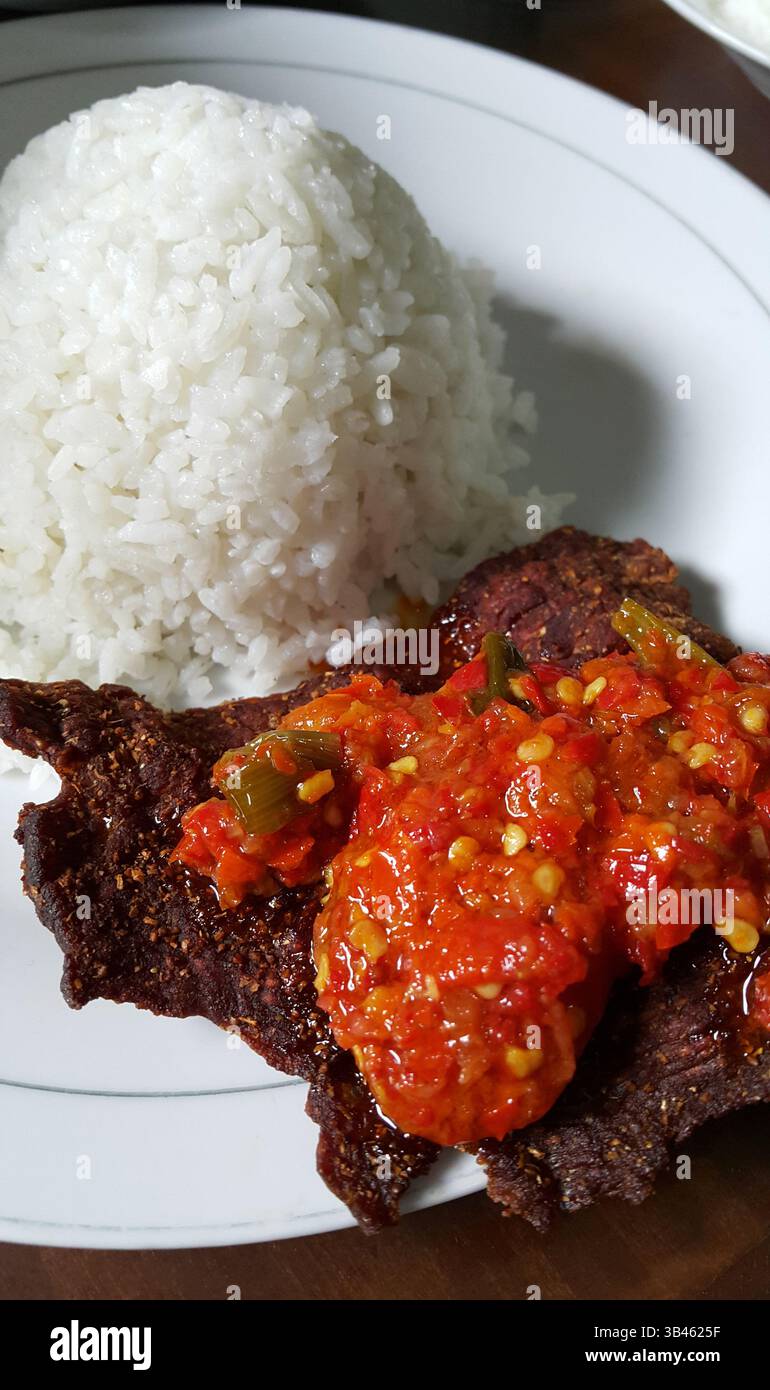 Dendeng Balado is a traditional cuisine from West Sumatra, indonesia ...