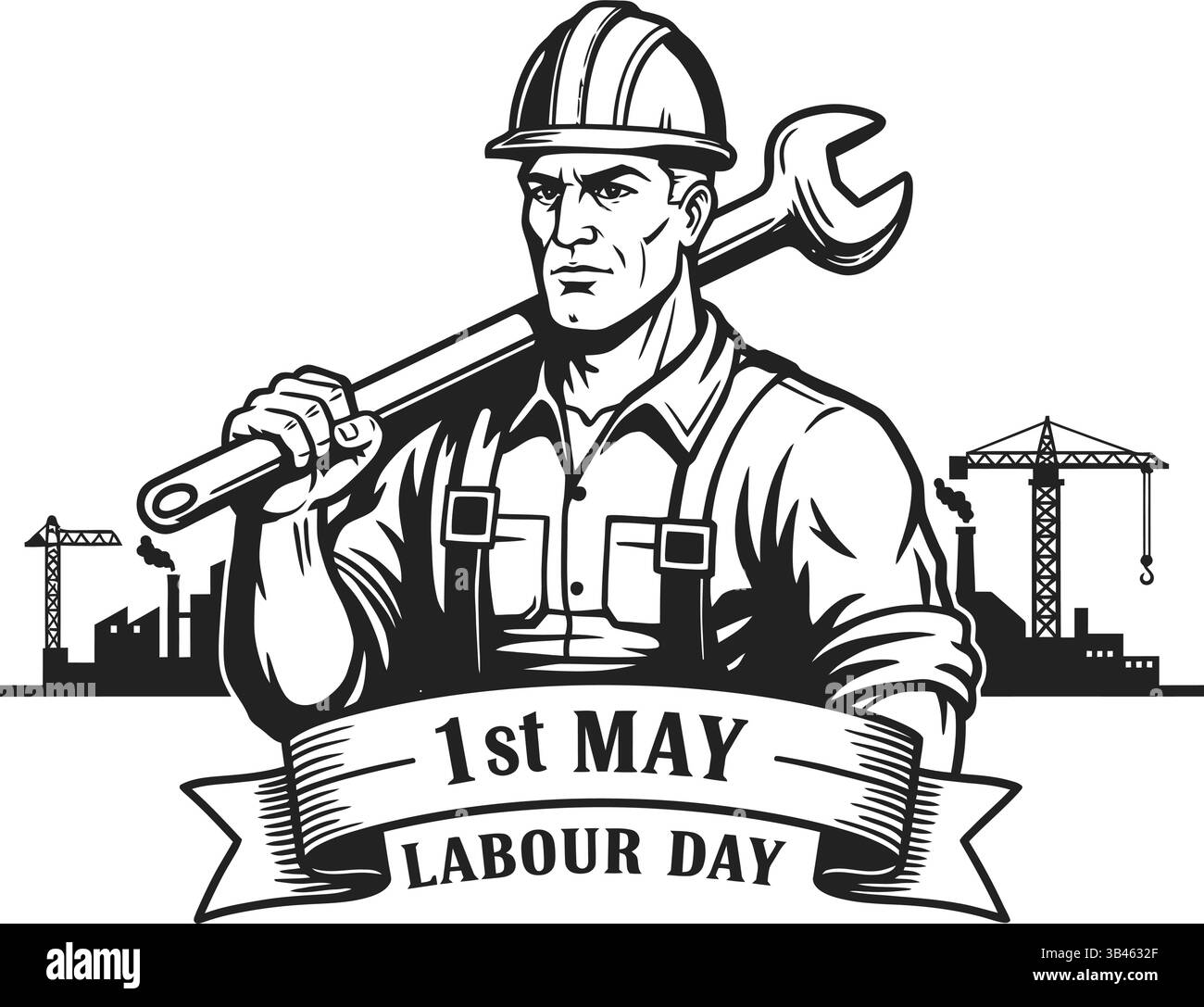 Labour Day Worker Vector Illustration – Industrial Tools and ...