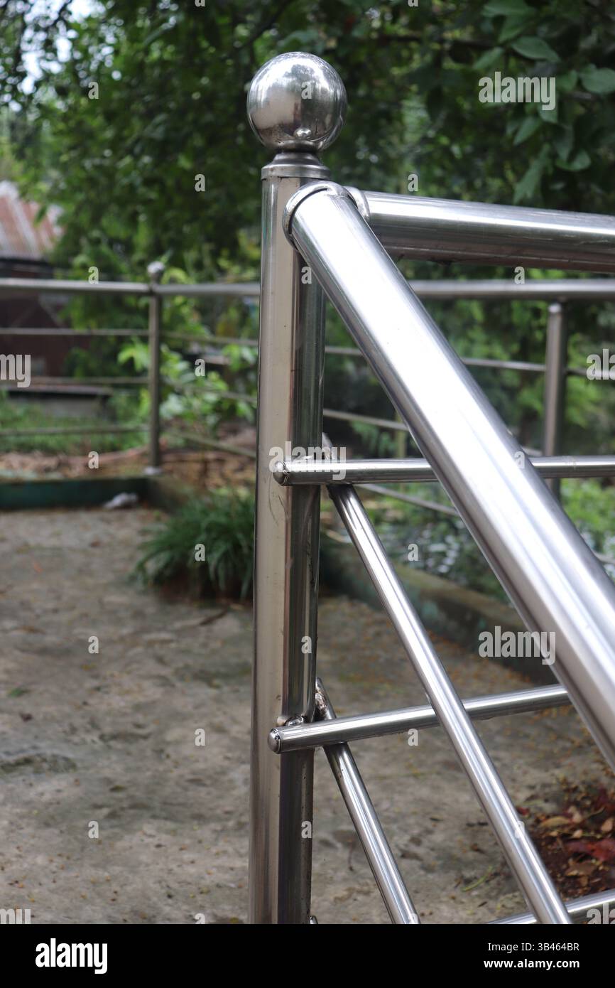 Shiny metal railing barrier hi-res stock photography and images - Alamy