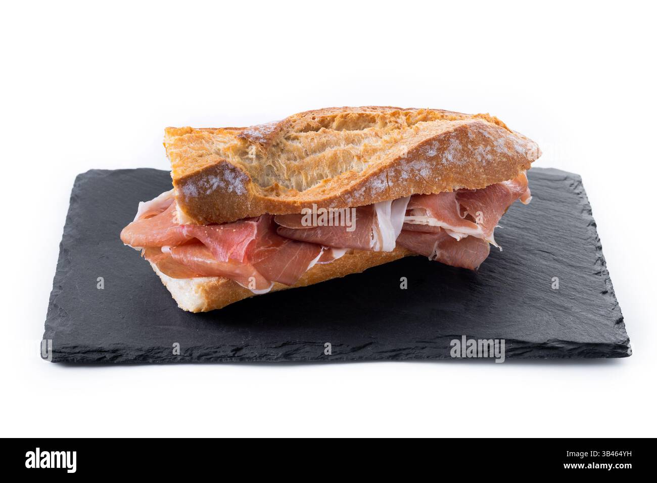 Spanish serrano ham sandwich isolated on white background. Spanish ...