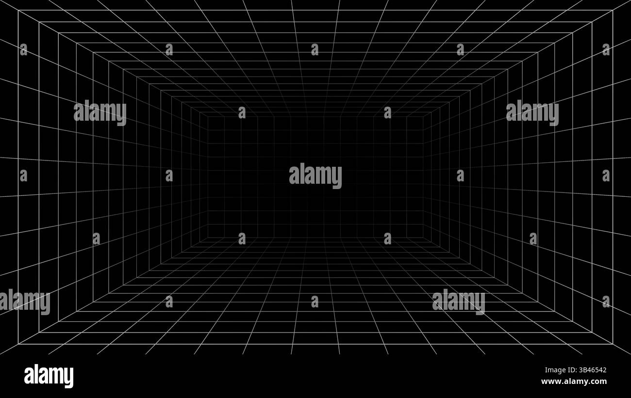 Digital grid creating tunnel Black and White Stock Photos & Images - Alamy
