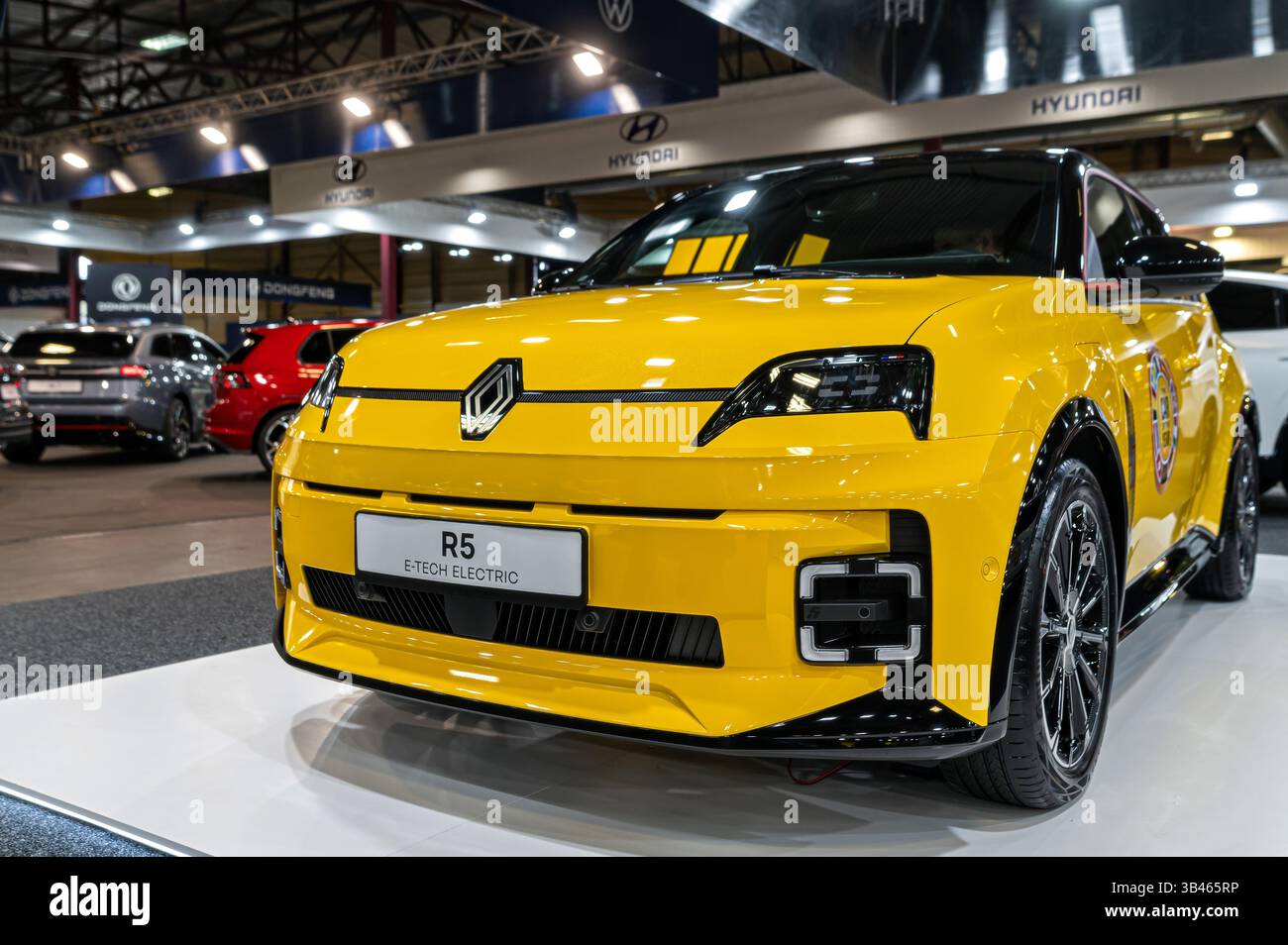 Riga, Latvia - April 25, 2025: A yellow Renault R5 e-tech electric ...
