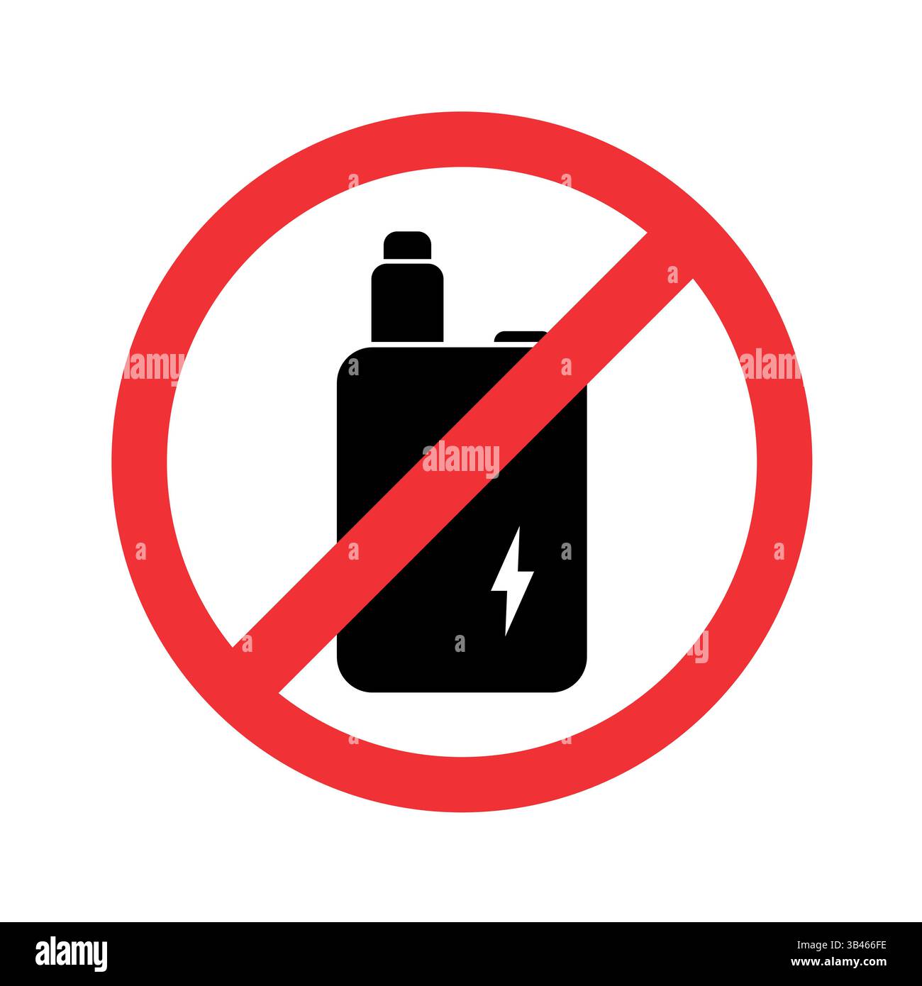 Black electronic e-cigarette vape icon with a red prohibition symbol ...
