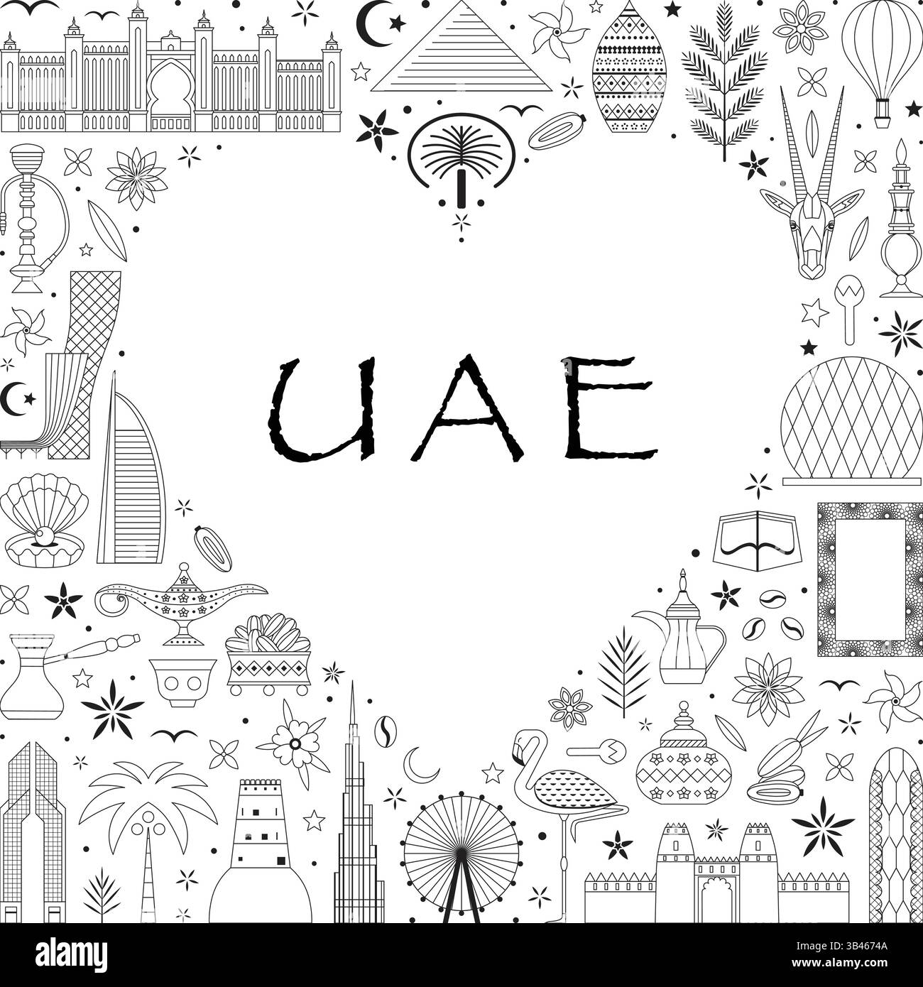 UAE Line Art Travel Design Illustration Stock Vector Image & Art - Alamy