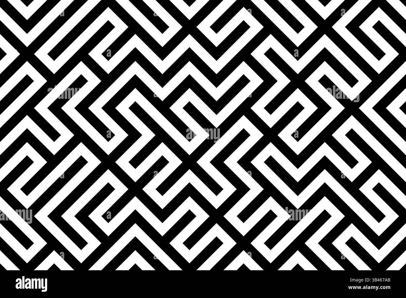 Geometric maze-style pattern with strong black lines on a white grid ...