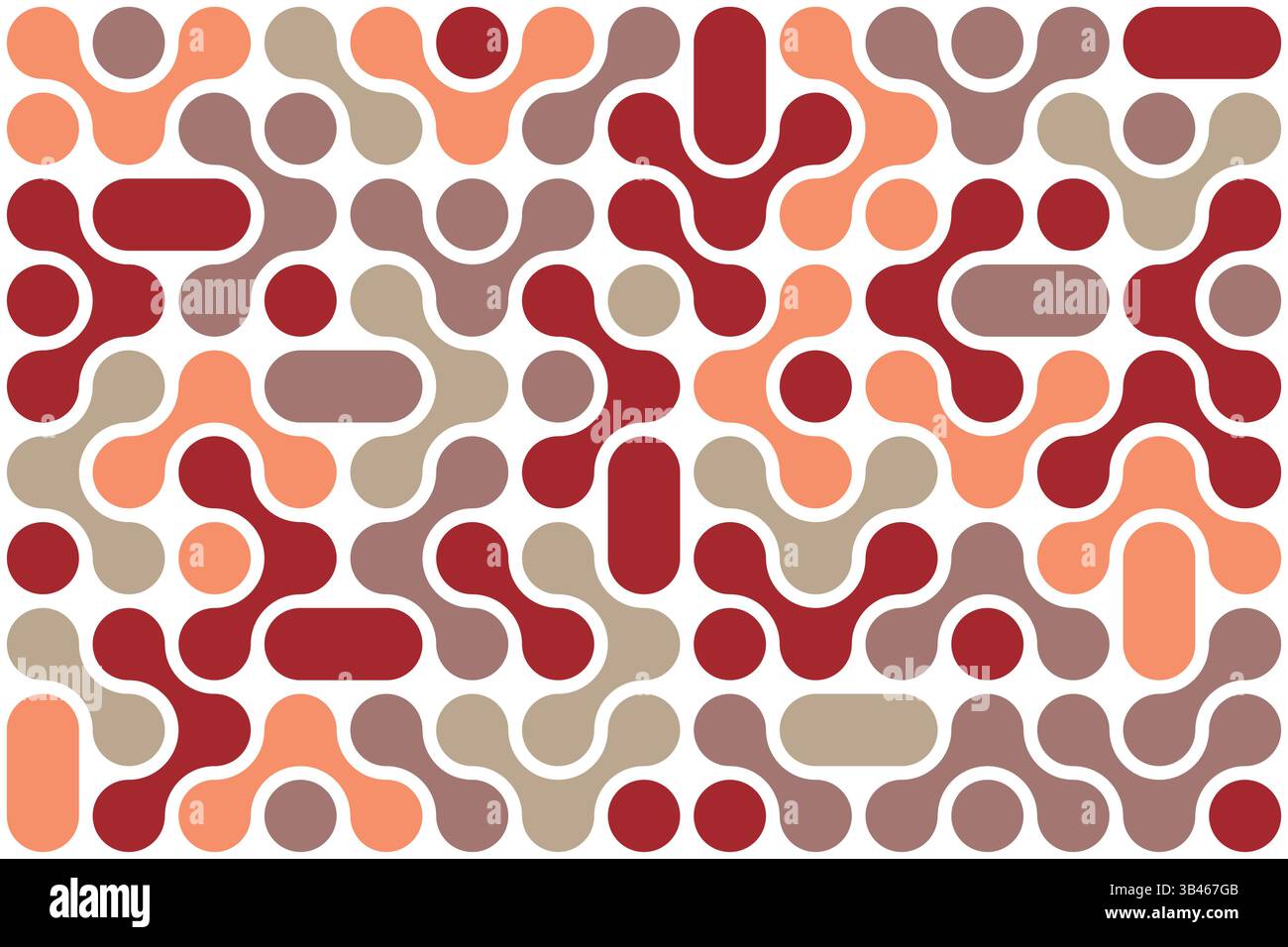 Rounded geometric tile pattern with earthy red, peach, and beige colors in repeating layout ...