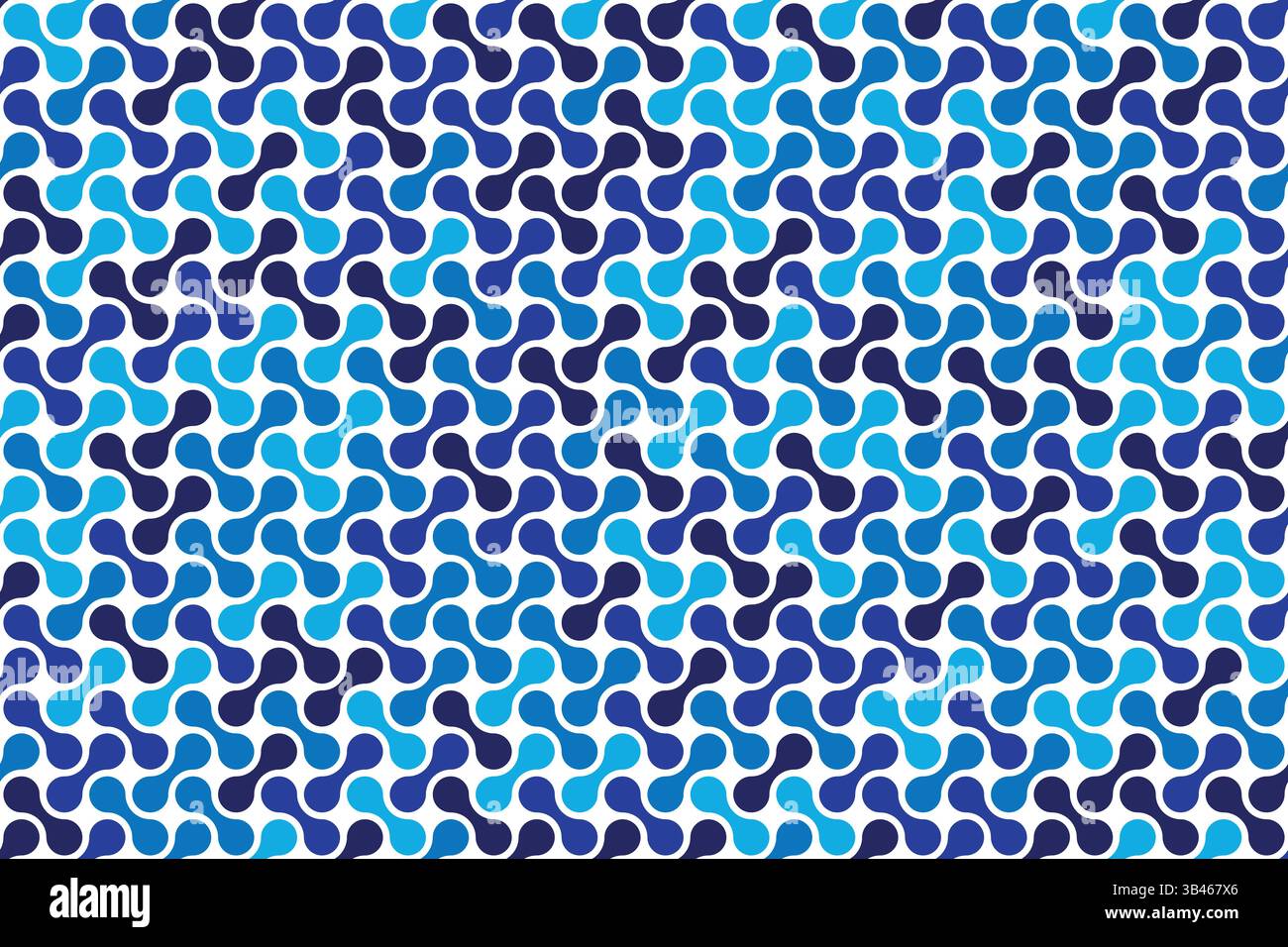 Abstract curvy dot forms in shades of blue and purple on white ...