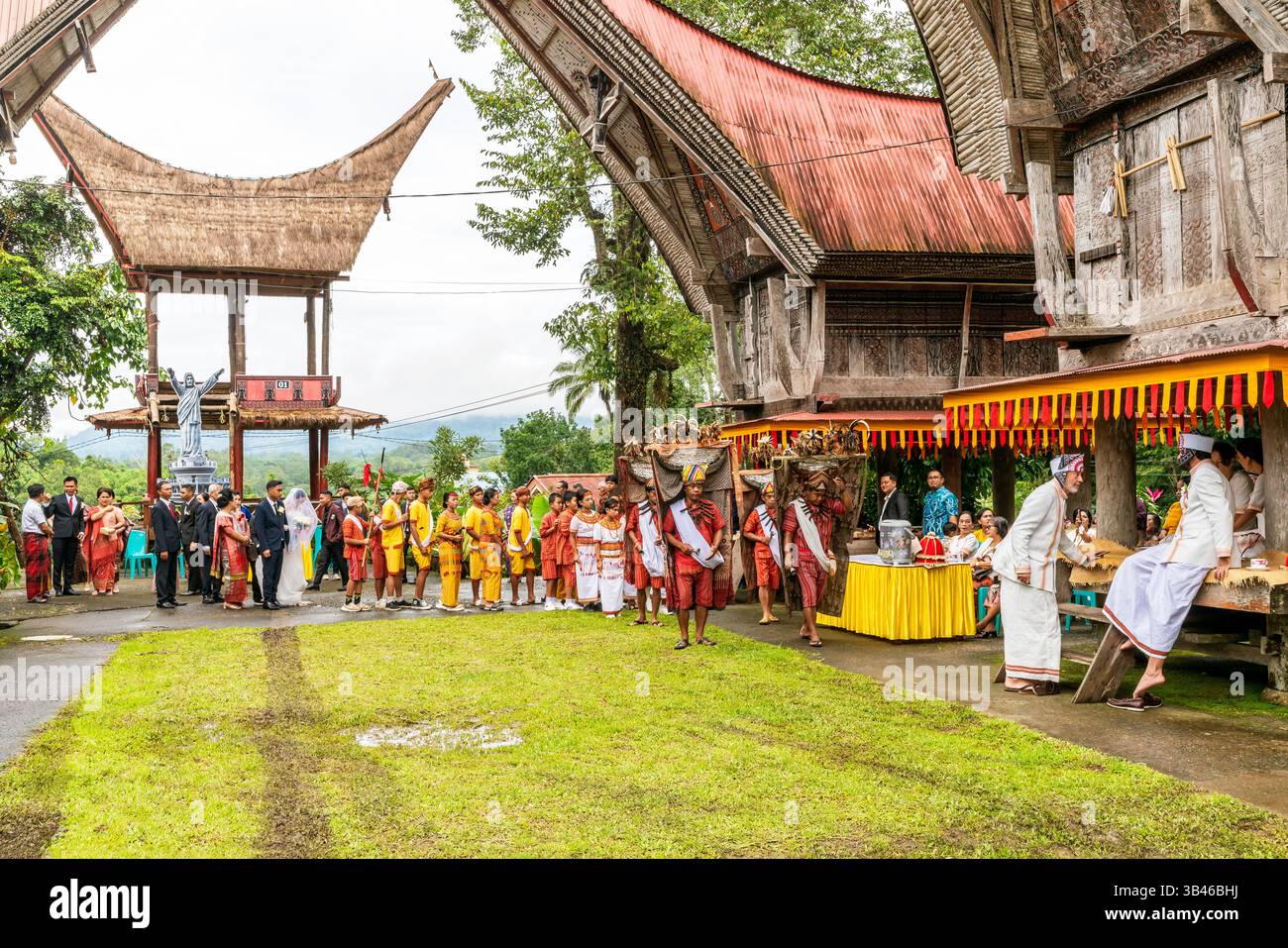 Toraja Traditional Wedding Ceremonie in Lemo village. Lemo village with ...