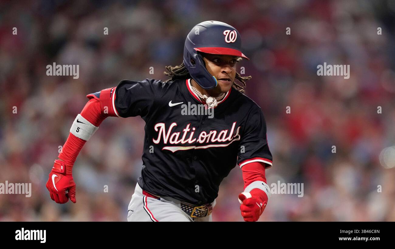 Washington Nationals' CJ Abrams plays during a baseball game, Tuesday ...