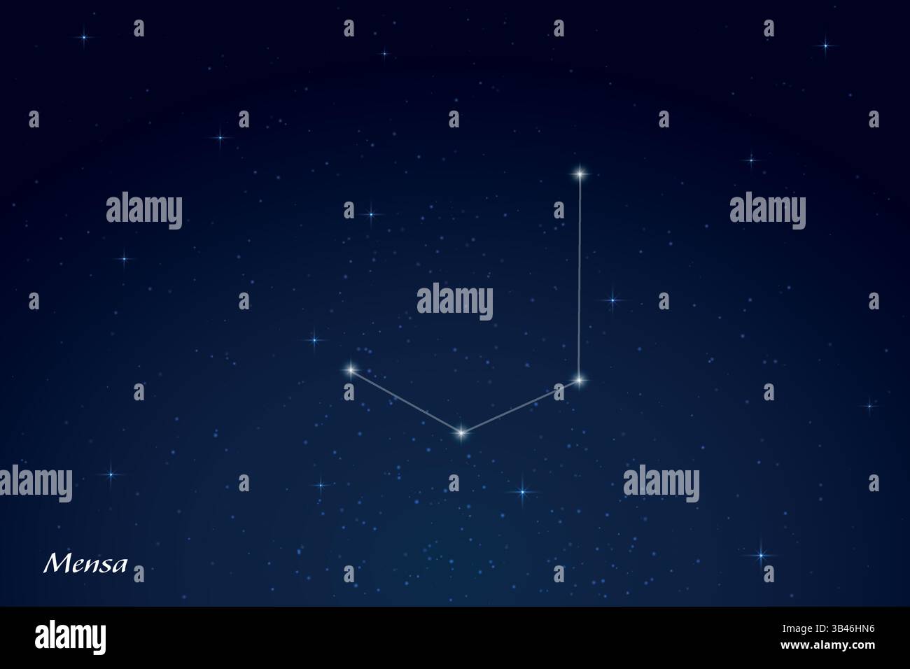 Mensa constellation featuring labeled stars in a glowing, star filled ...
