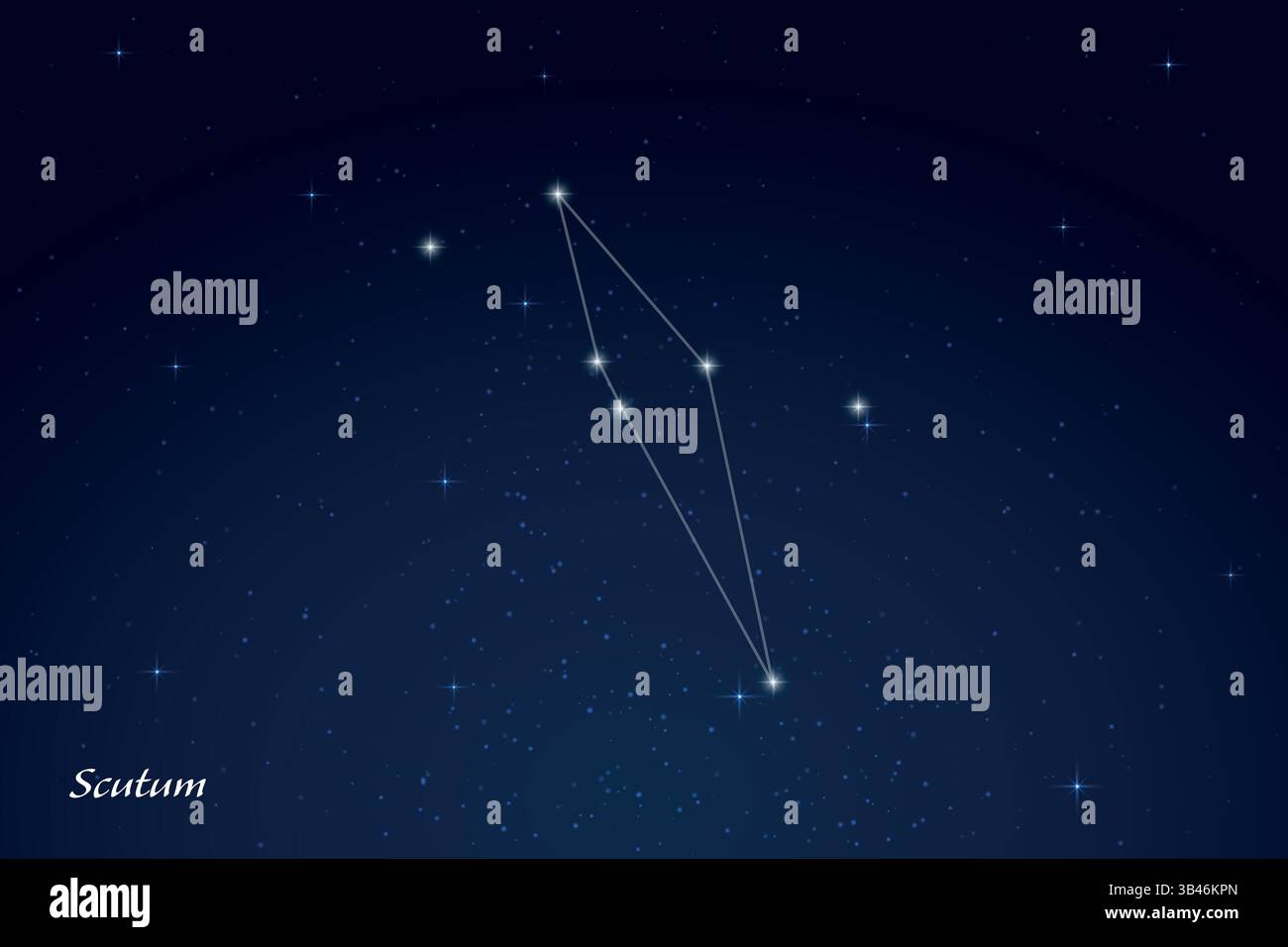 Scutum constellation featuring labeled stars in a glowing, star filled ...
