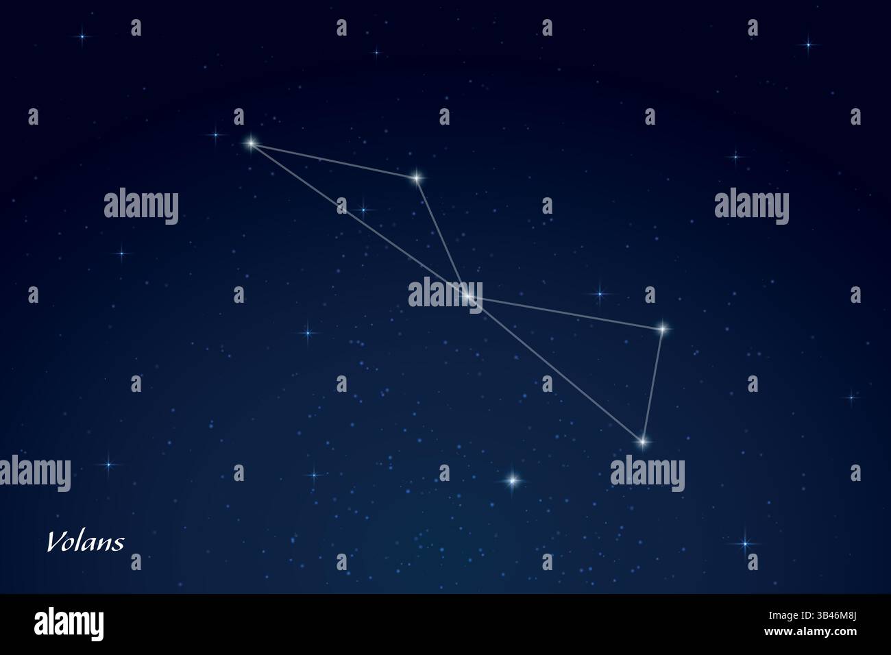 Volans constellation featuring labeled stars in a glowing, star filled ...
