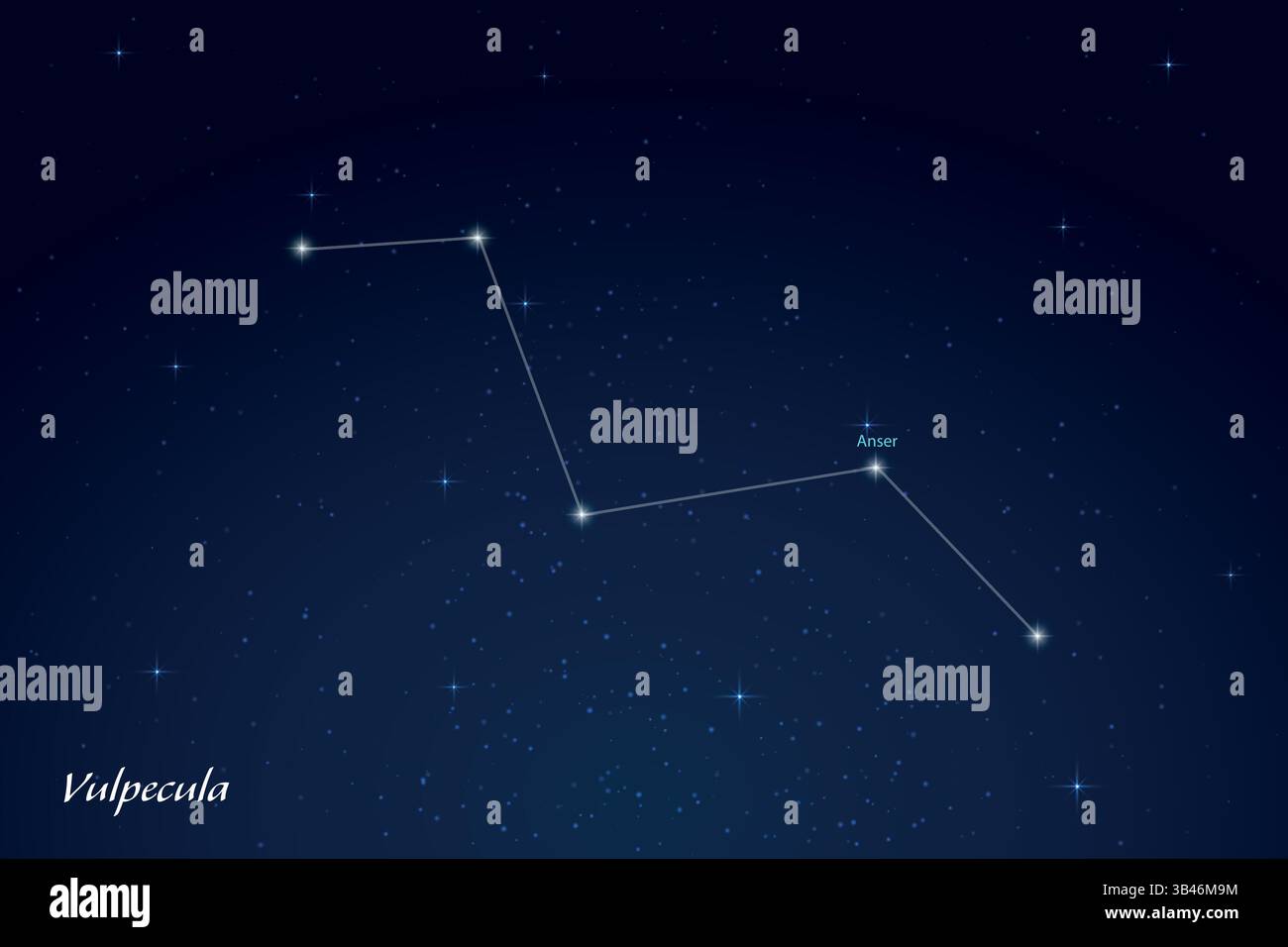 Vulpecula constellation featuring labeled stars in a glowing, star ...