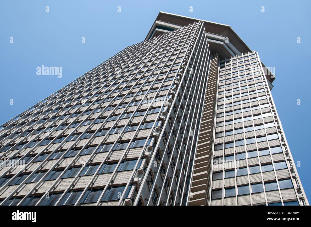 Edificio Colón also known as Drassanes Tower, exemple of brutalism architecture in Barcelona ...