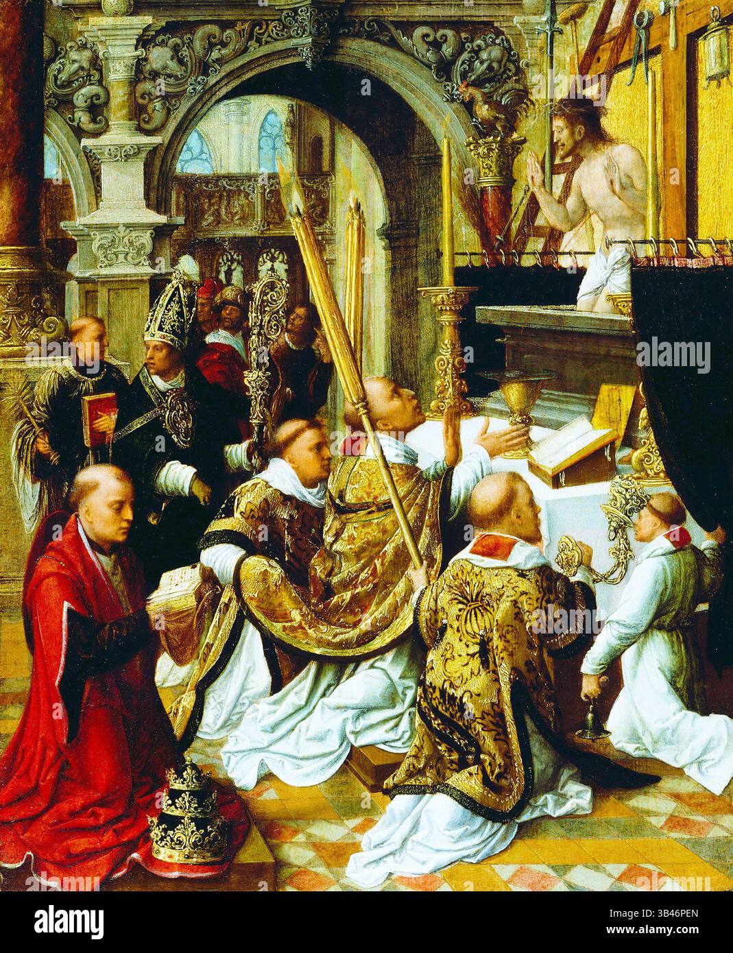 Isenbrant Adrian (Bruges c.1490-1551) - Mass of St. Gregory the Great (36x29 cm) 1530-50 Stock ...