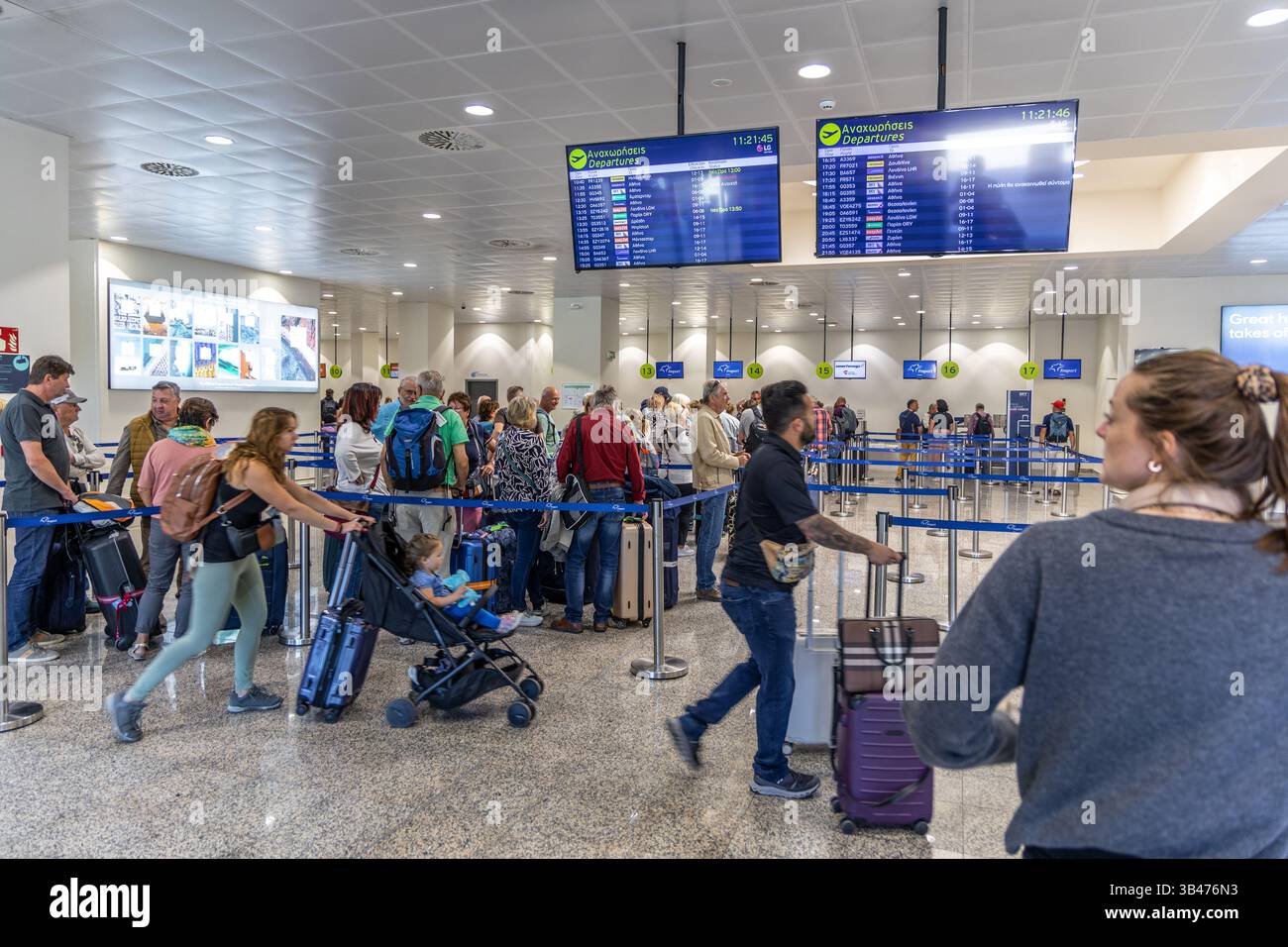 Santorini, Greece- October 21, 2024: Passengers waiting in line at ...