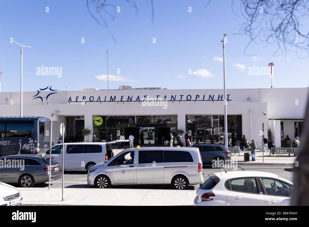 Santorini, Greece- October 21, 2024: Front view of Santorini Airport ...