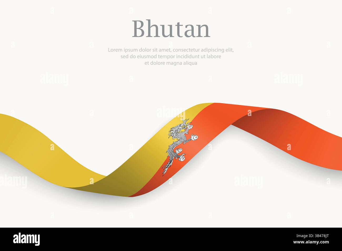 Bhutan flag on Waving ribbon. Template for independence day Stock ...