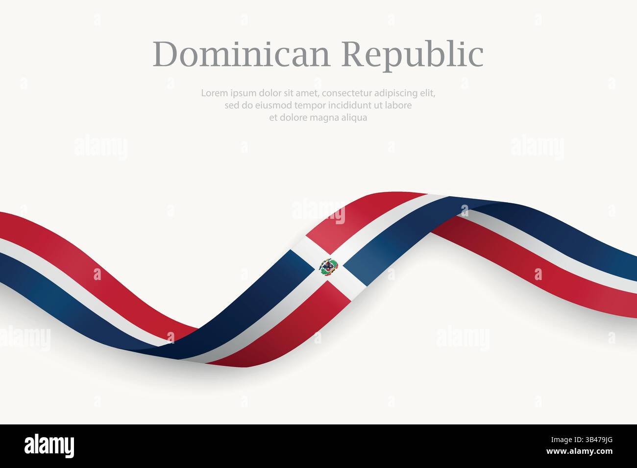 Dominican Republic flag on Waving ribbon. Template for independence day ...