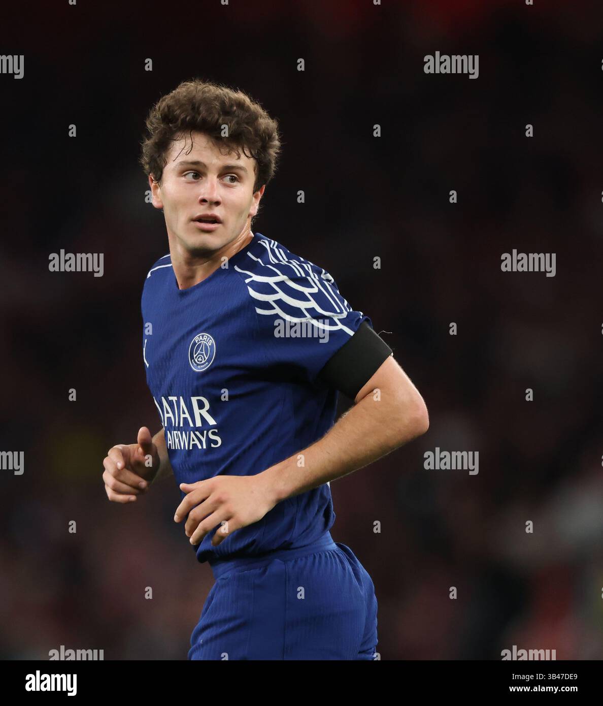 London, UK. 29th Apr, 2025. Joao Neves (PSG) at the Arsenal v Paris ...