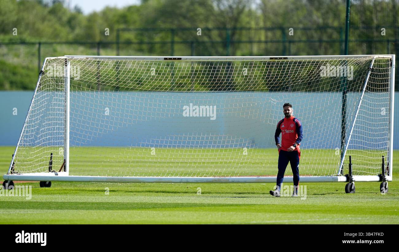 Manchester United manager Ruben Amorim during a training session at the ...