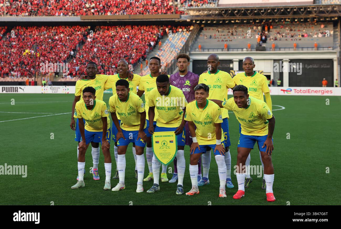 Egypt, CAIRO 25 April 2025: Team photo of Mamelodi Sundowns during the CAF Champions League semi ...