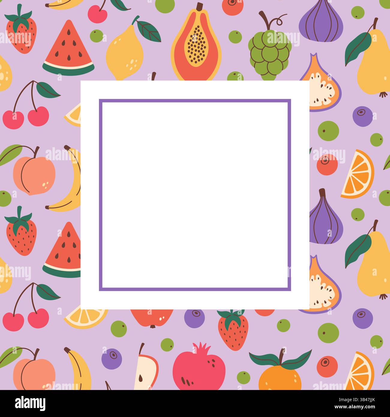 Fruit harvest festival design. Square frame with fruit pattern ...