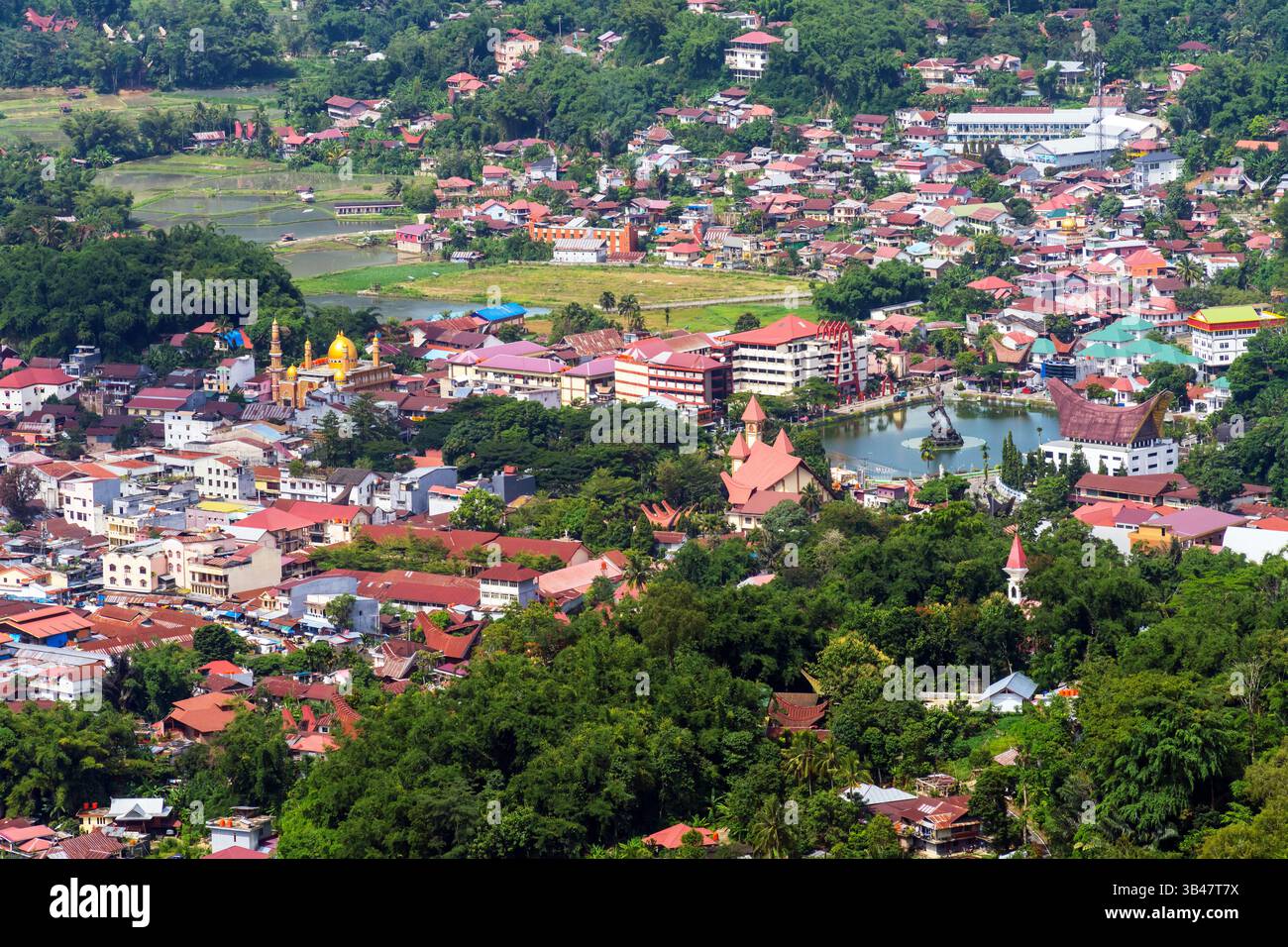 Elevated view of Makale, capital city from the Statue of Jesus Christ ...
