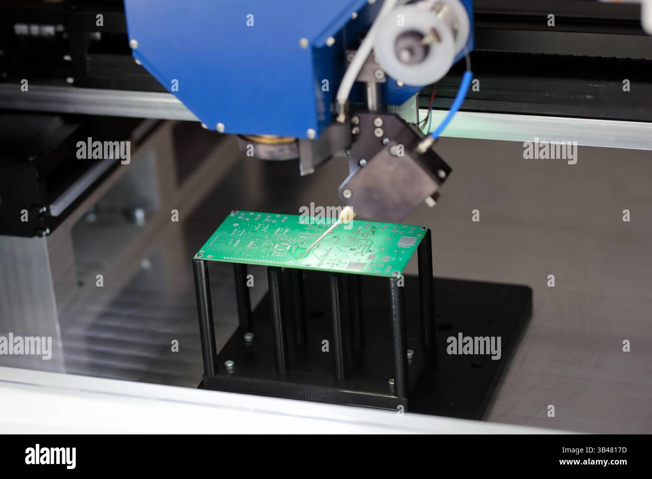 PCB laser selective soldering system close up. Selective focus Stock ...