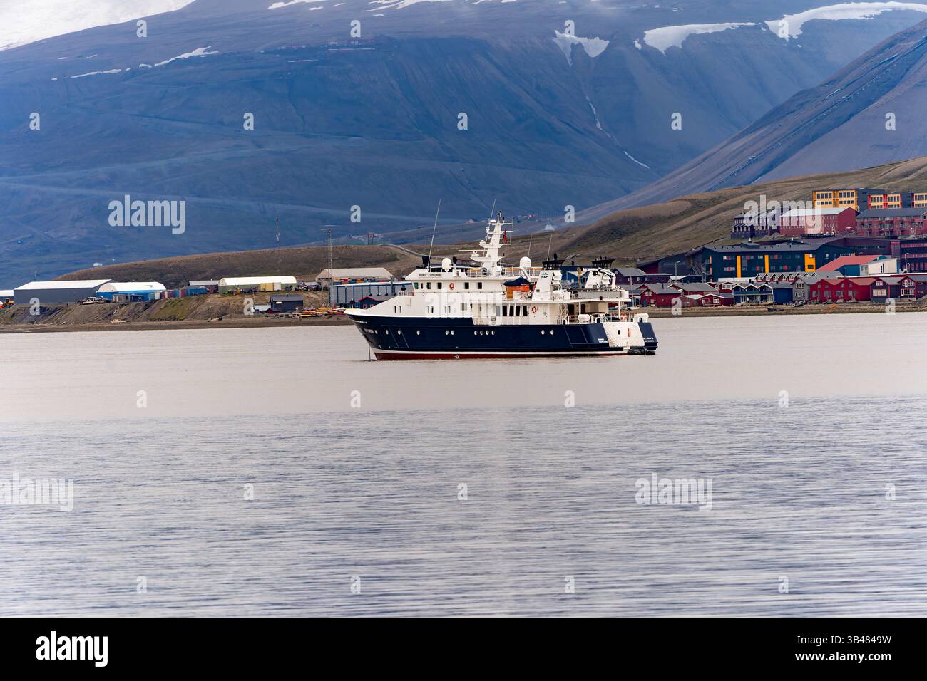 A ship in the North Sea photographed at Spitsbergen Island, Svalbard ...