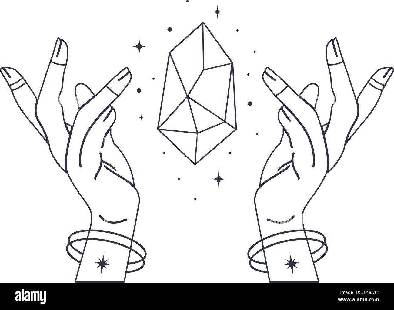 Magic woman hand gesture vector illustration. Tarot esoteric symbol ...
