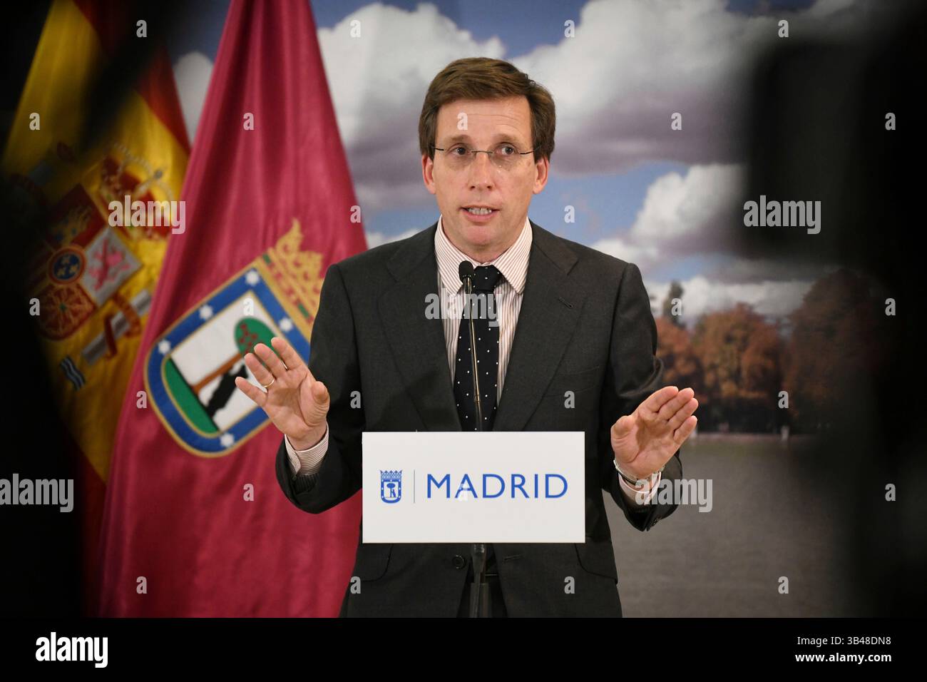 The mayor of Madrid, José Luis Martínez-Almeida, during a plenary ...