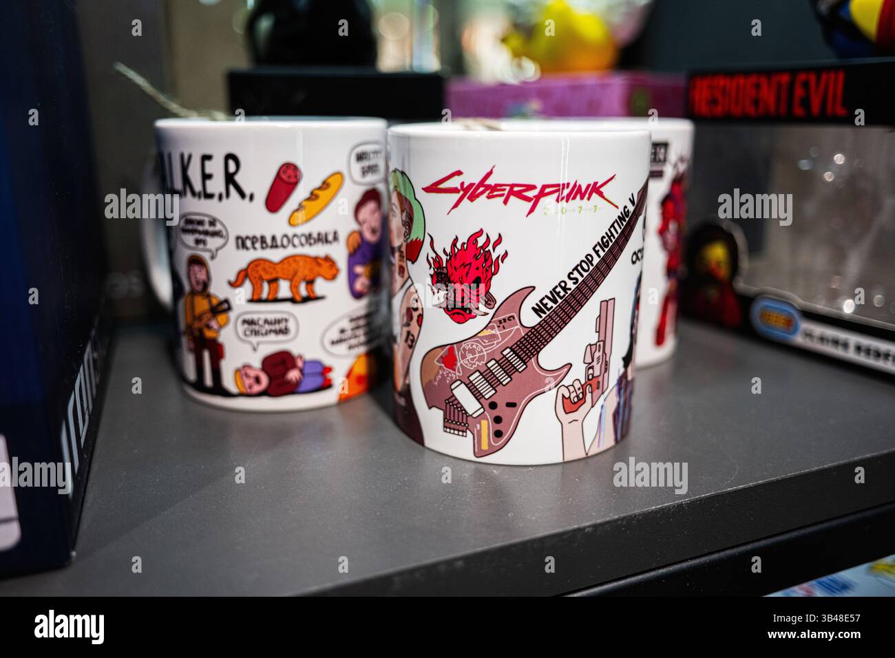 Ivano-Frankivsk, Ukraine - April 29, 2025: Closeup of mugs with ...