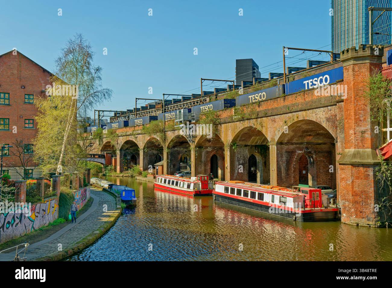 Castlefield Basin in the Manchester City Centre, Greater Manchester in ...