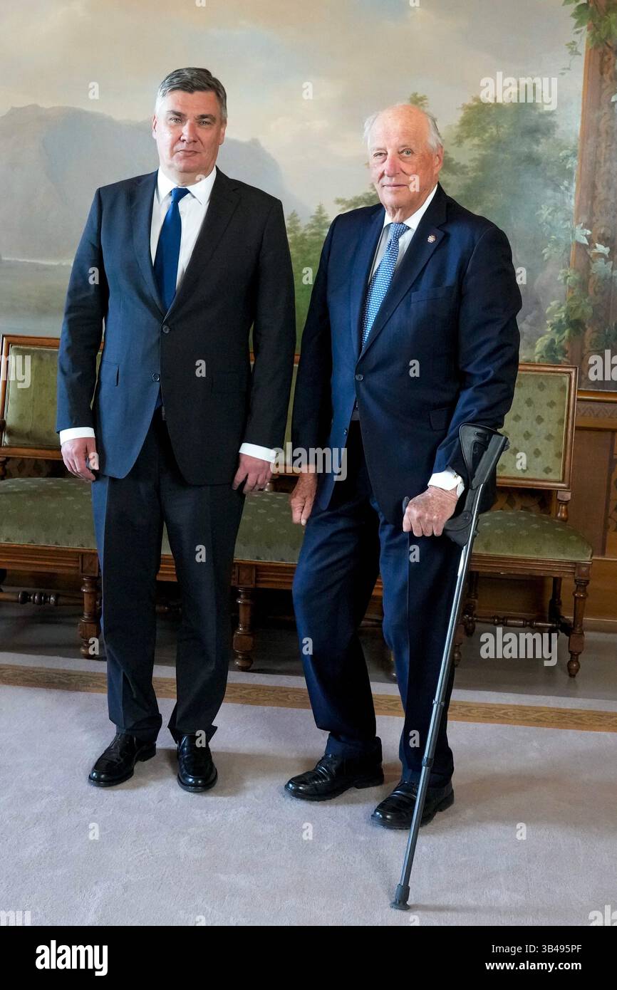 Oslo 20250430. King Harald and Croatian President Zoran Milanović in ...