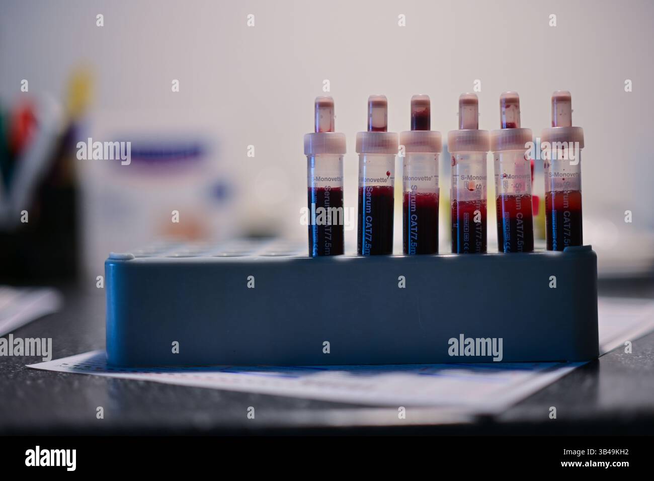 Berlin, Germany. 29th Apr, 2025. Ampoules of blood are available at the ...