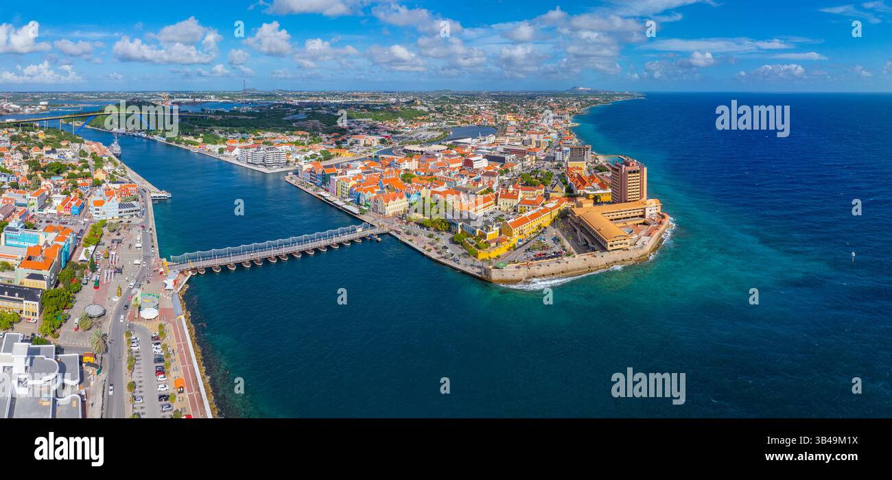 Willemstad historic city center aerial view including Otrobanda on the ...